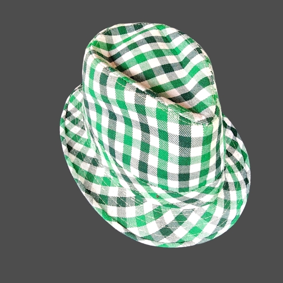 Accessories | Fedora Hat Green And White Checkered Plaid Lights Up ...